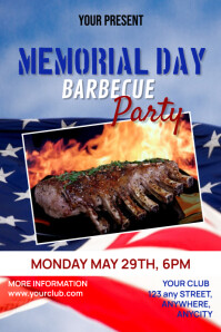 Memorial Day Cookout Invitation Poster Template | PosterMyWall