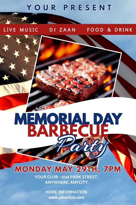 Memorial Day Cookout Invitation Poster Template | PosterMyWall