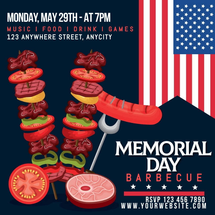 Memorial Day Cookout Invitation Poster templaat | PosterMyWall