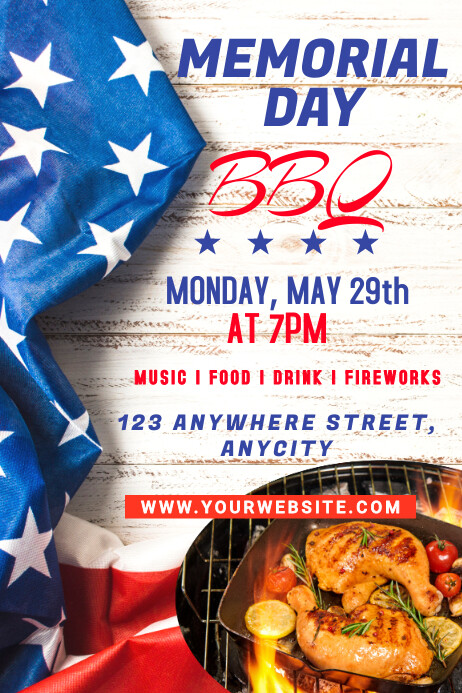 Memorial Day Cookout Invitation Poster Template | PosterMyWall