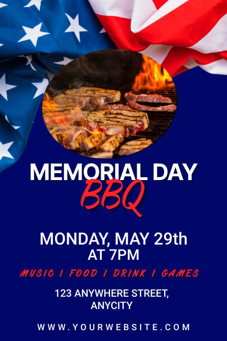 Memorial Day Cookout Invitation Poster Template | PosterMyWall