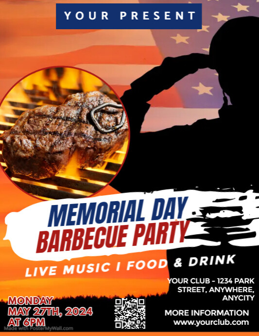 Modèle Memorial Day Cookout Invitation Poster | PosterMyWall
