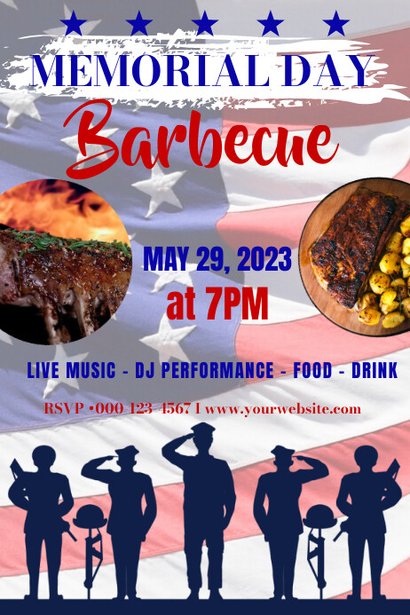 Memorial Day Cookout Invitation Poster Template | PosterMyWall