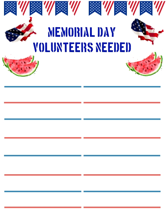 Copy of Memorial Day Patriotic Sign-Up Sheet | PosterMyWall