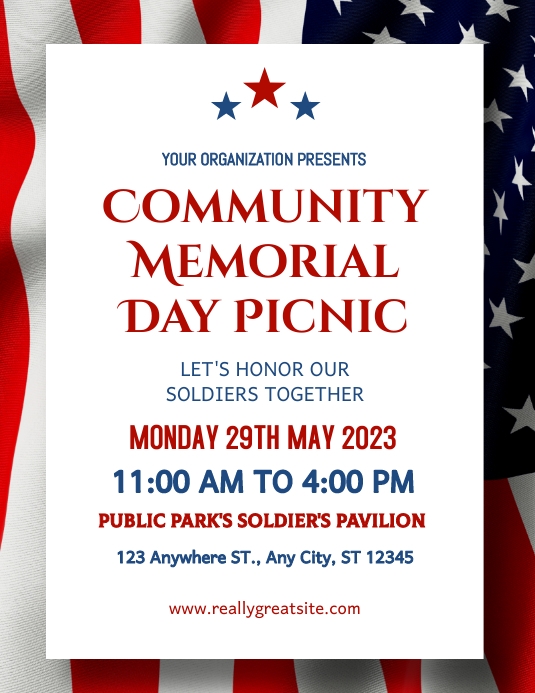 Memorial Day picnic poster template. | PosterMyWall