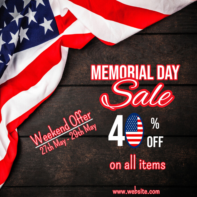 memorial day sale ad, memorial day offer (1) Template | PosterMyWall