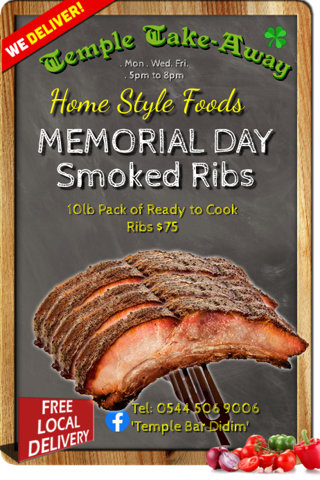Memorial Day Smoked Ribs BBQ Template | PosterMyWall