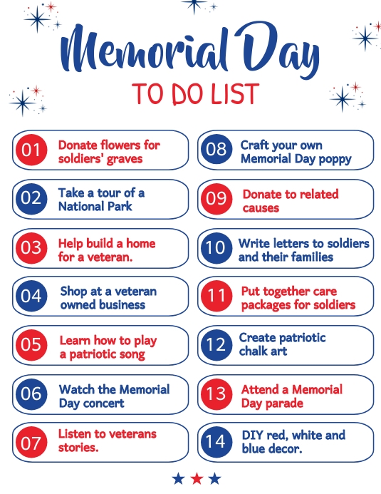 Copy of Memorial Day to do list flyer. | PosterMyWall