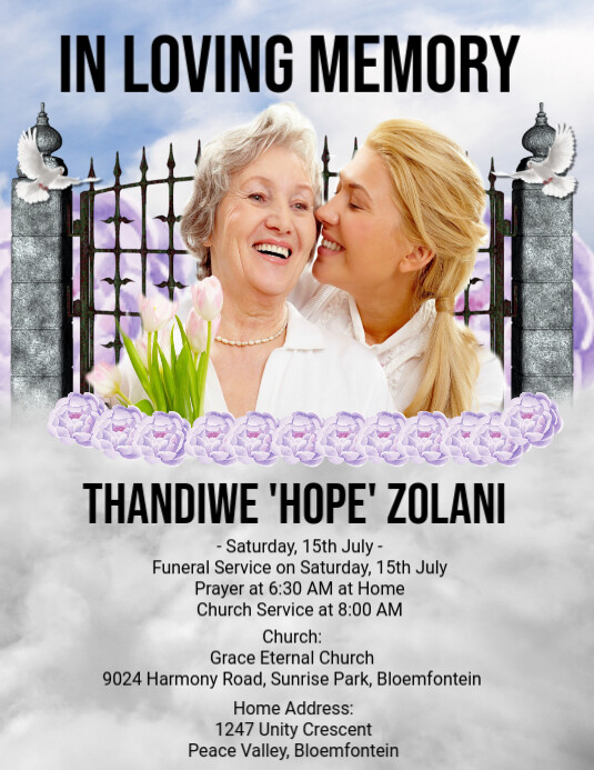 Copy of Memorial Flyer, Funeral Flyer, In Loving Memory, Rest In Peace ...