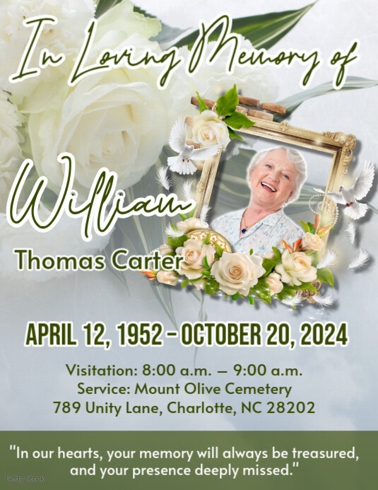 Memorial Flyer, Funeral Flyer, In Loving Memory, Rest In Peace Flyer ...