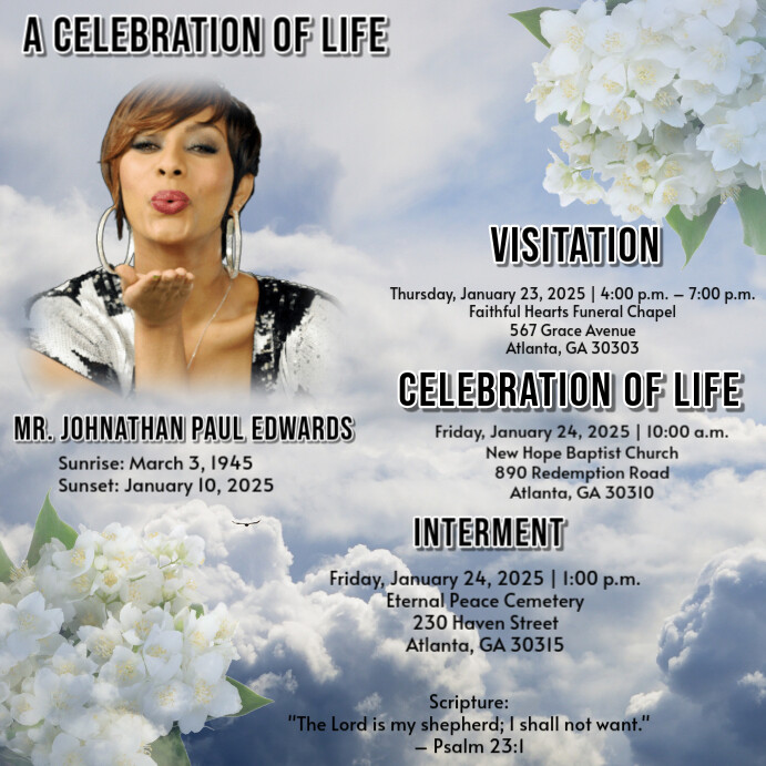 Memorial Flyer, Funeral Flyer, In Loving Memory, Rest In Peace Flyer ...