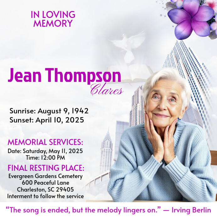 Memorial Funeral Announcement Flyer, Funeral Template | PosterMyWall