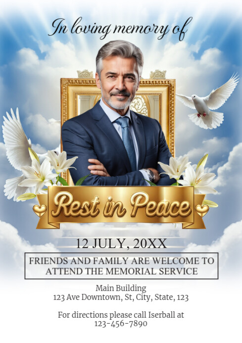 Copie de Memorial Funeral Announcement Flyer, Funeral | PosterMyWall