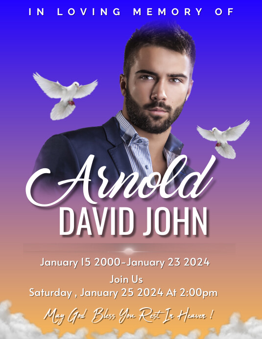 Memorial Funeral Announcement Flyer Template | PosterMyWall