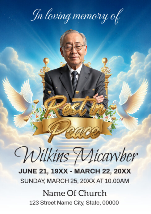 Memorial Funeral Announcement Flyer Template | PosterMyWall