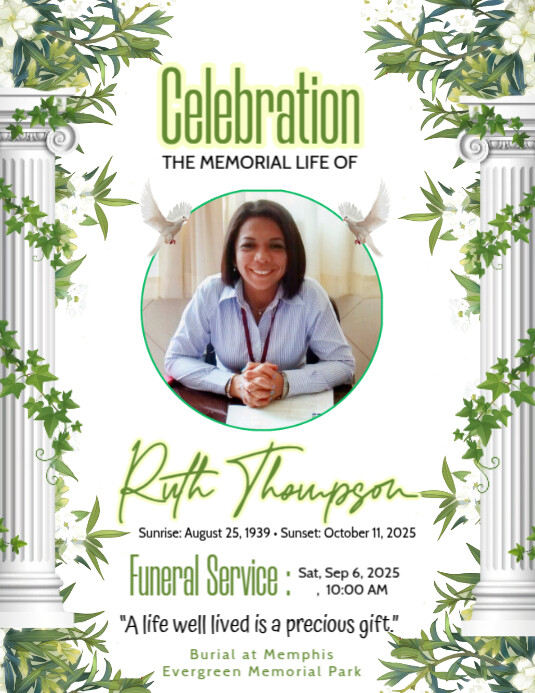 Memorial Funeral Announcement Flyer Template | PosterMyWall