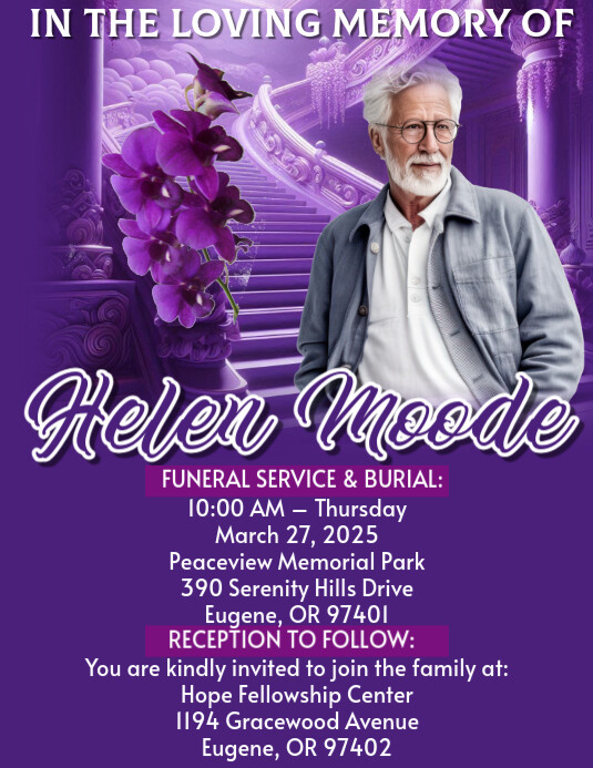 Memorial Funeral Announcement Flyer Template | PosterMyWall