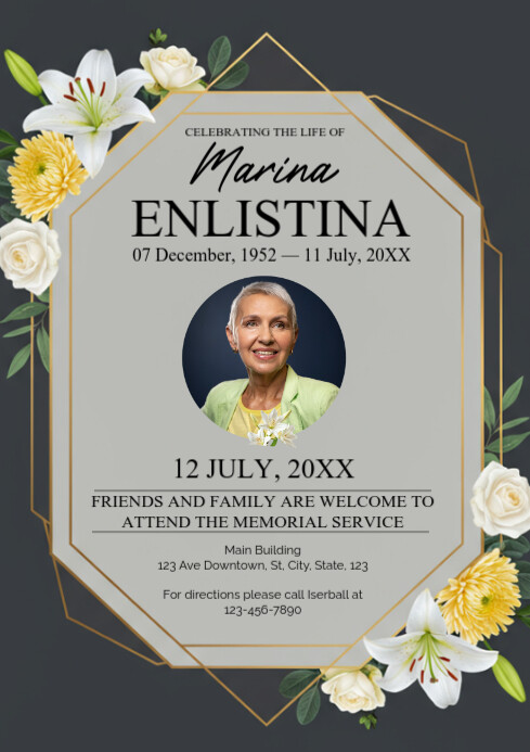 Copy of Memorial Funeral Announcement Flyer | PosterMyWall