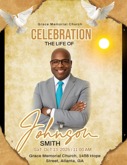 memorial funeral announcement flyer Template | PosterMyWall