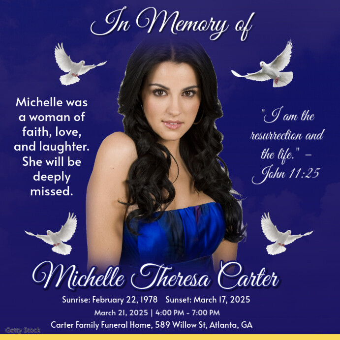 Memorial Funeral Announcement Flyer Template | PosterMyWall