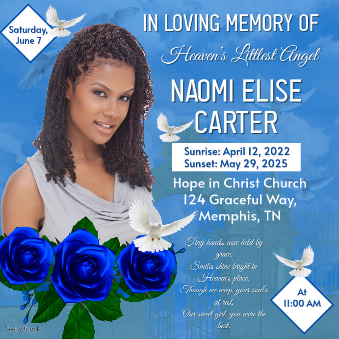 Memorial Funeral Announcement Flyer Template | PosterMyWall