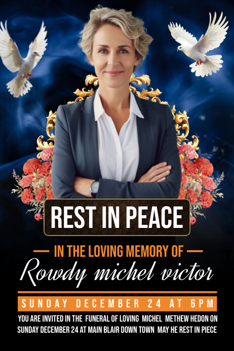 Memorial Funeral Announcement Poster Template | PosterMyWall