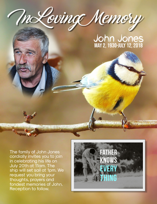 memorial in loving memory flyer Template | PosterMyWall