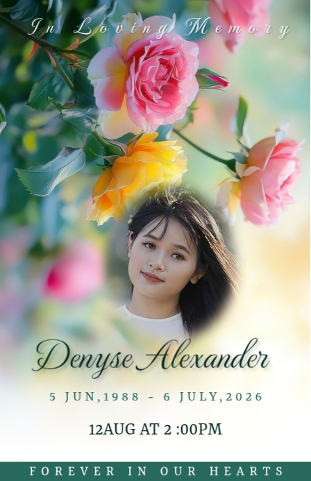 Memorial Service Half Page Wide Template | PosterMyWall