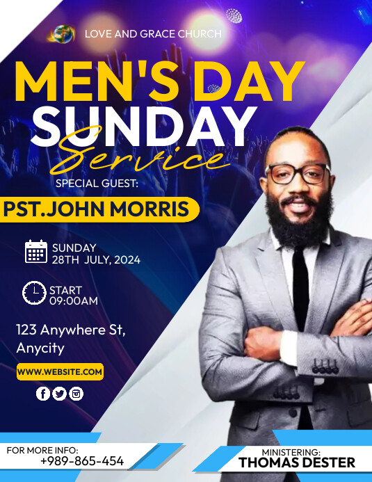 Copy of men's day sunday service | PosterMyWall