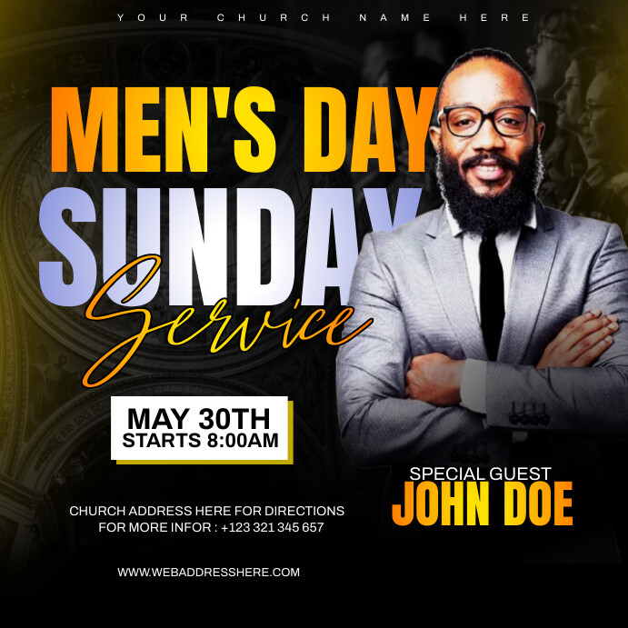 men's day sunday service Template | PosterMyWall