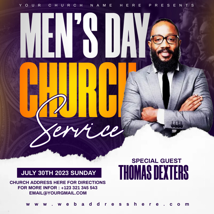 men's day Sunday service Template | PosterMyWall