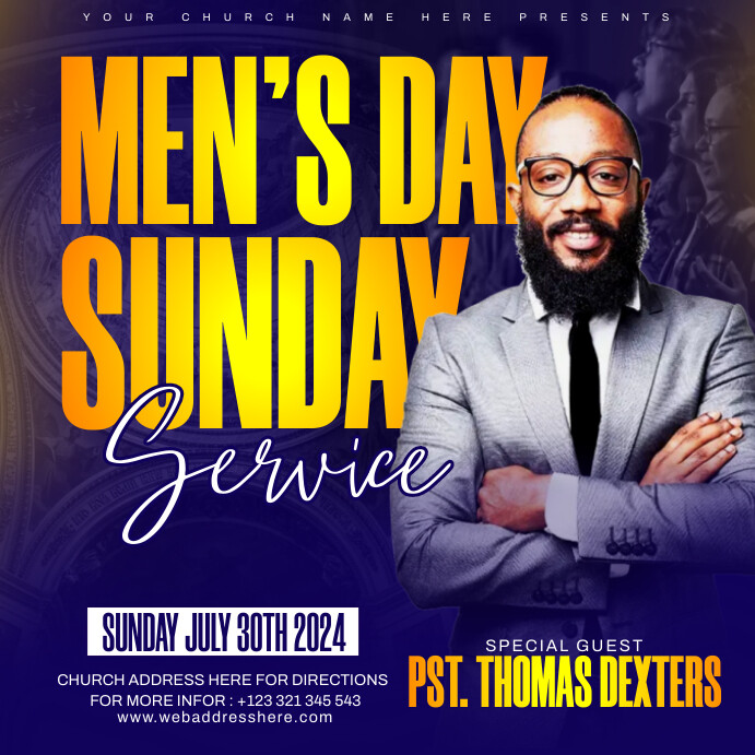 men's day Sunday service Template | PosterMyWall