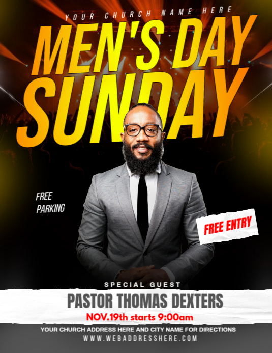 Modèle Men's Day Sunday service flyer | PosterMyWall