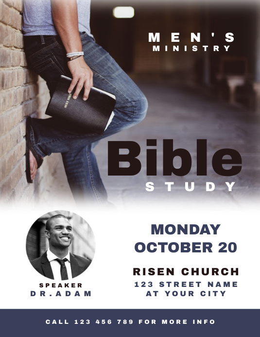 Men's Bible Study Church Flyer Template | PosterMyWall
