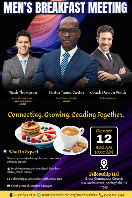 Men's Breakfast Event Poster Template | PosterMyWall