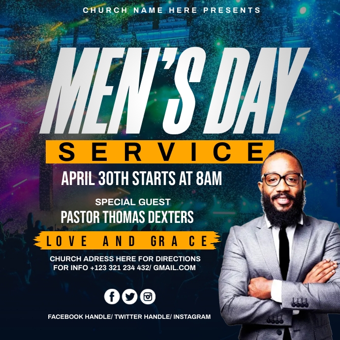 men's day sunday Template | PosterMyWall