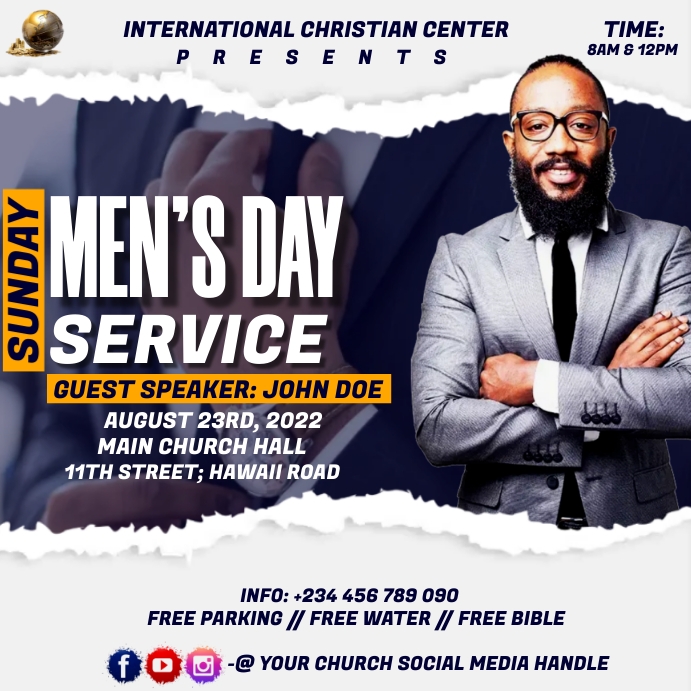 men's day sunday service Template | PosterMyWall