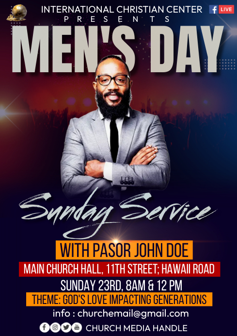 men's day sunday service Template | PosterMyWall