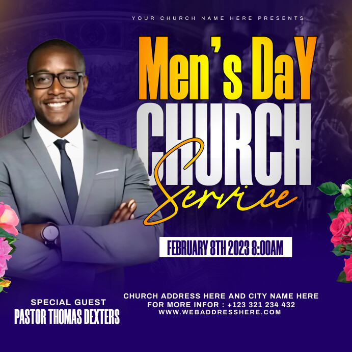 Copy of Men's Day Sunday Service | PosterMyWall