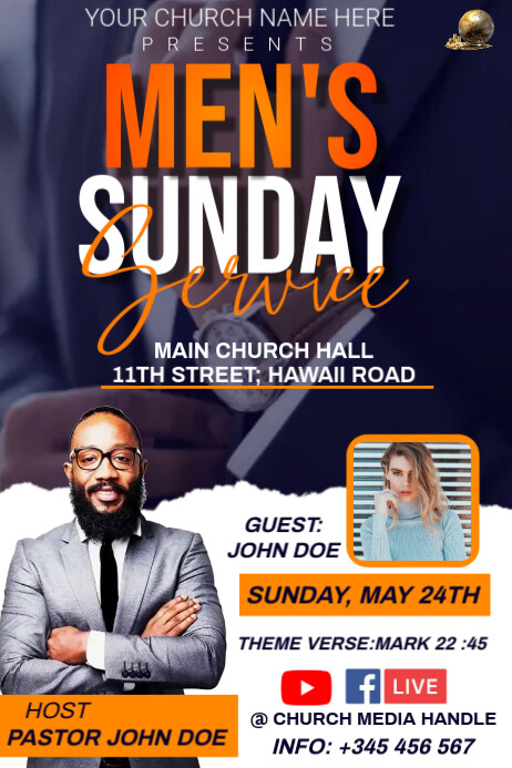 men's day sunday service Template | PosterMyWall