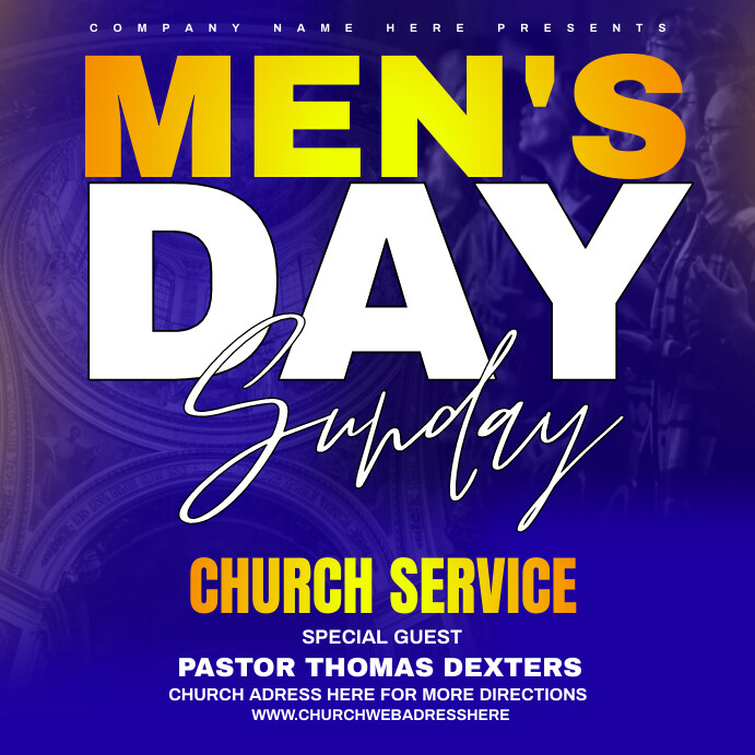 Men's Day Sunday service Template | PosterMyWall