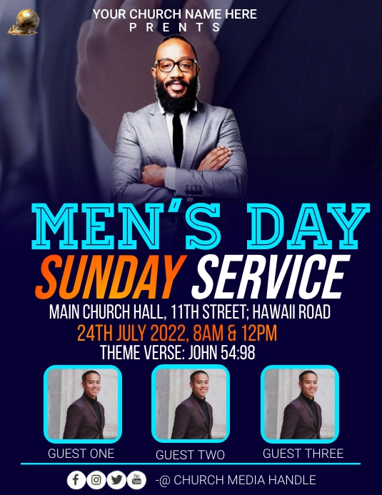 Copy of men's day sunday service | PosterMyWall