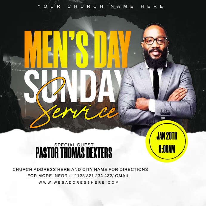 men's day sunday service Template | PosterMyWall