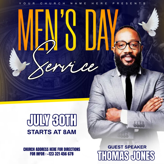 Copy of men's day sunday service | PosterMyWall