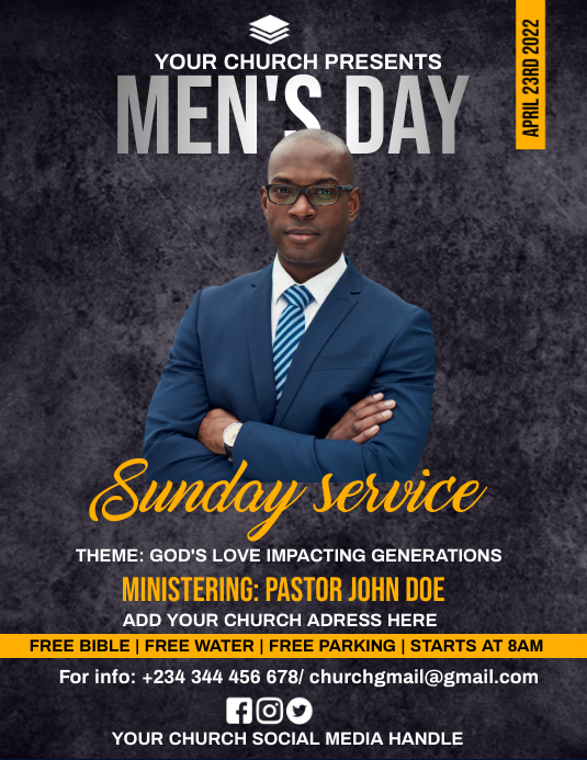 men's day sunday service Template | PosterMyWall