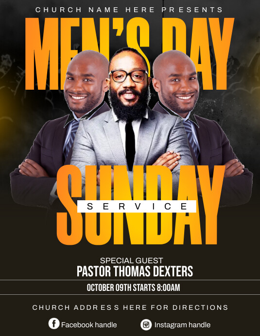 Plantilla de Men's day Sunday service | PosterMyWall