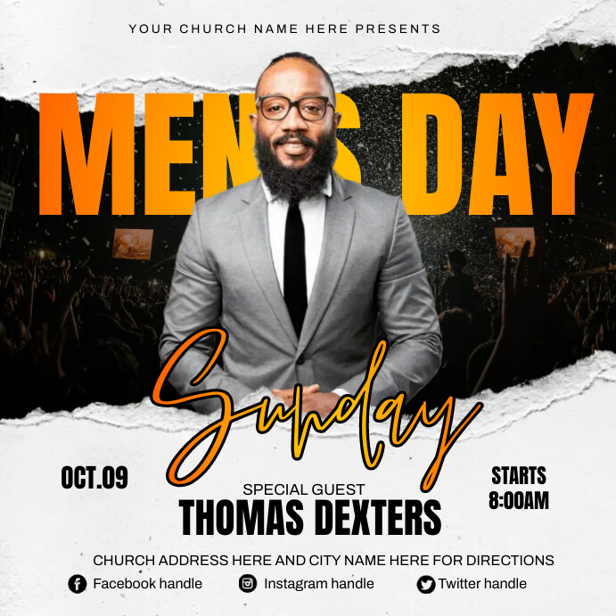 Men's day Sunday service Template | PosterMyWall