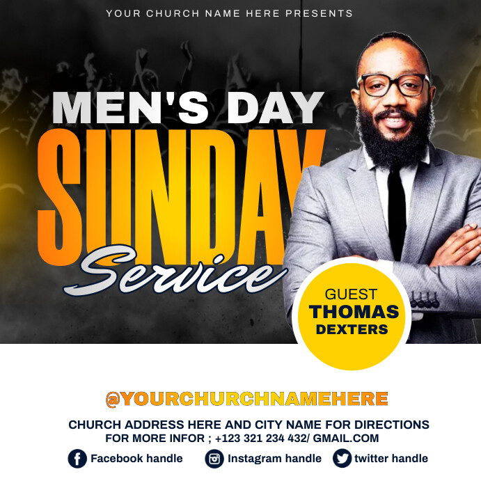 Men's day Sunday service Template | PosterMyWall