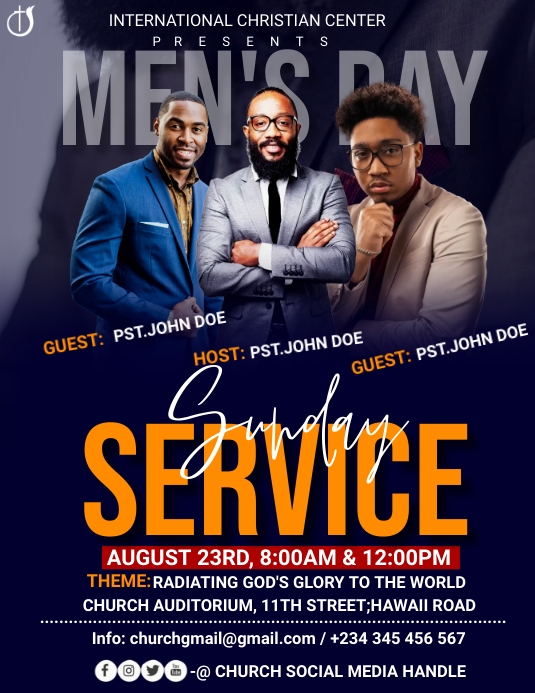 Copy of men's day sunday service | PosterMyWall