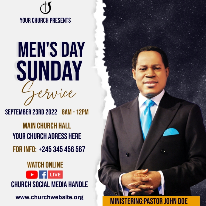 men's day sunday service Template | PosterMyWall